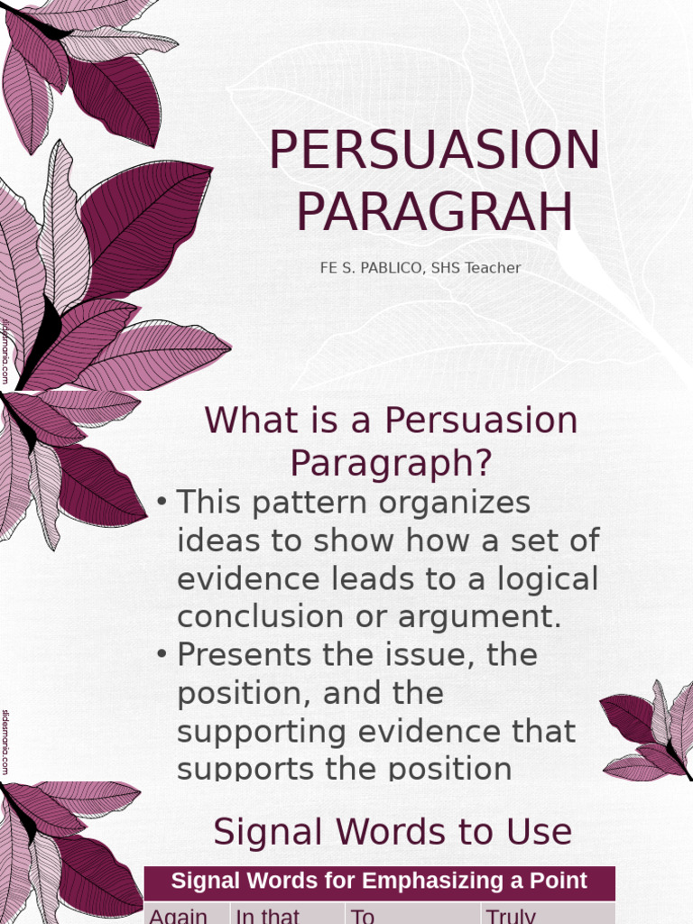Module 1 Paragraph by Persuasion | PDF