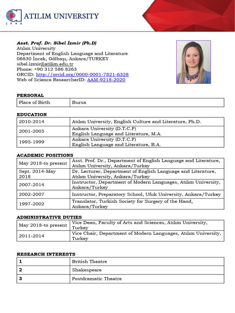 sibel-izmir-cv | PDF | William Shakespeare