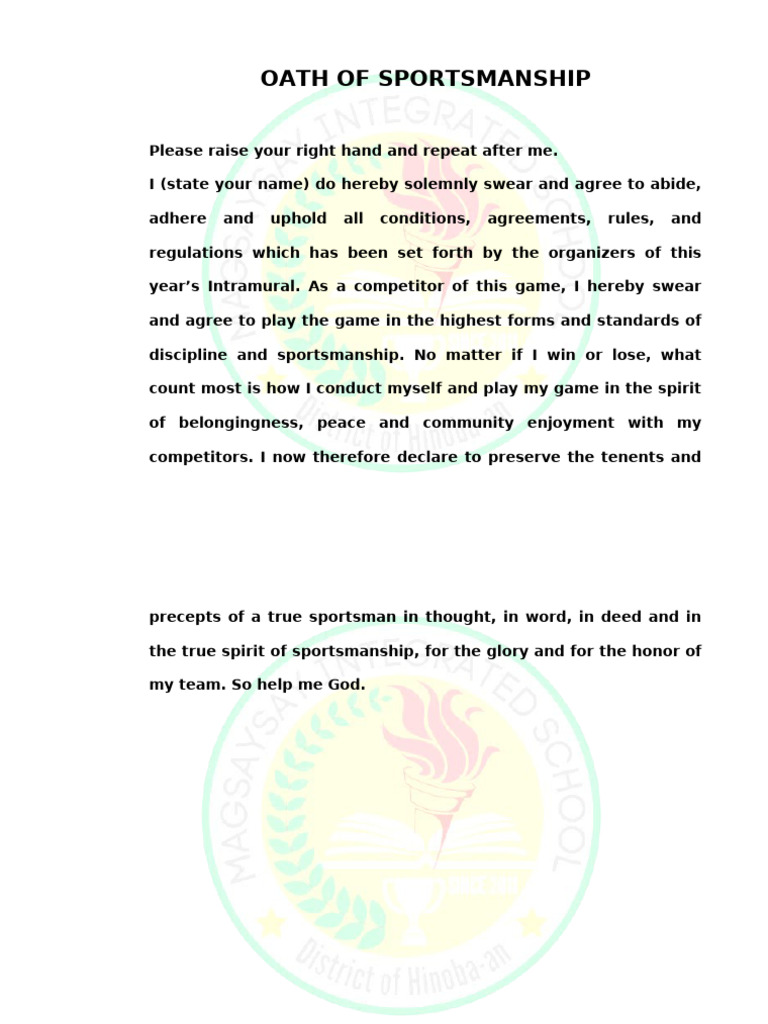 Oath of Sportsmanship | PDF