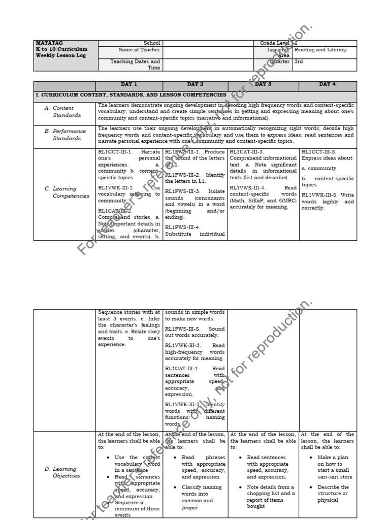LE_Q3_week 2_Reading and Lit_v1 | PDF | Learning | Linguistics