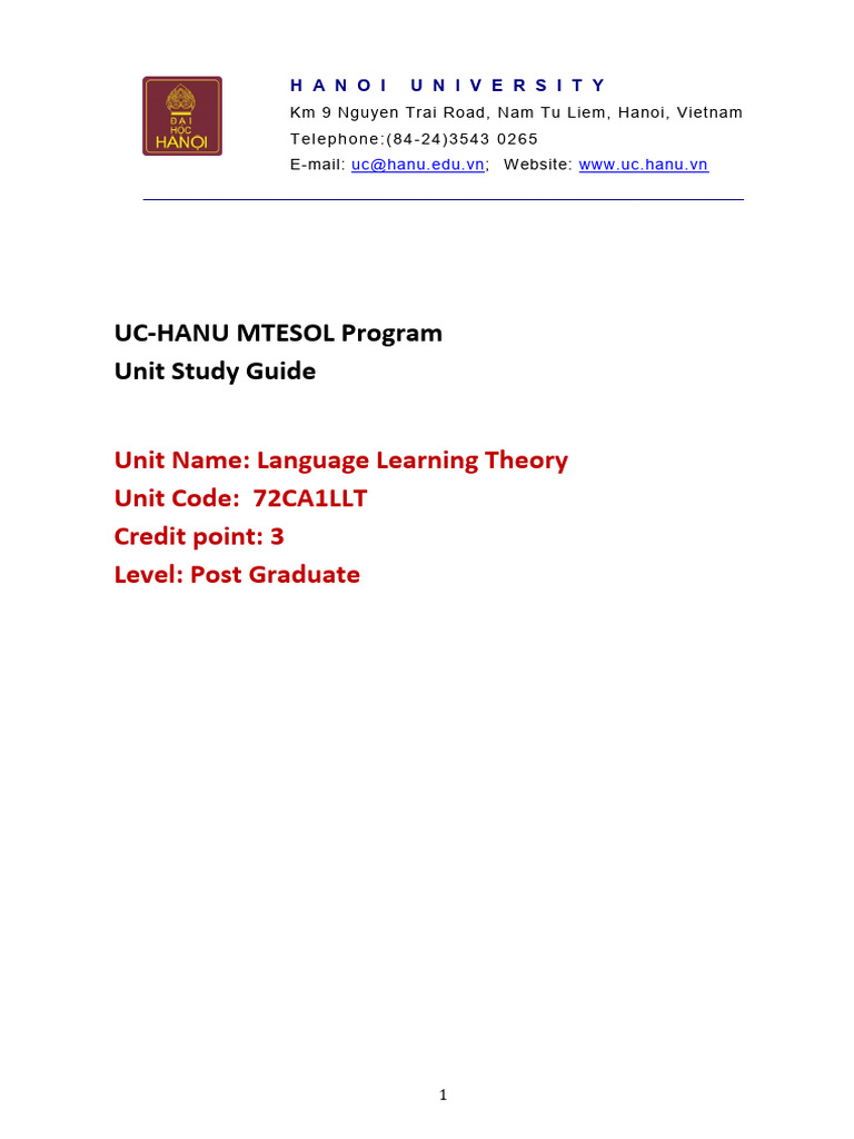 Language Learning Theory Syllabus | PDF | Second Language Acquisition | Second Language