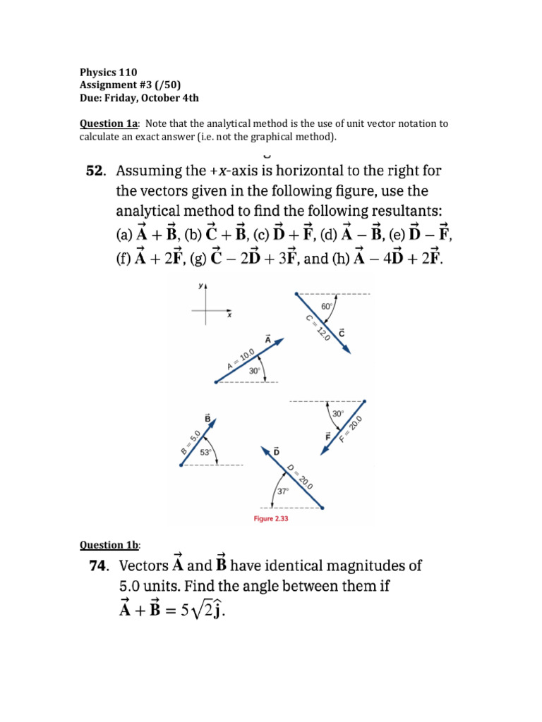 Physics 110 Assignment #3 Overview | PDF