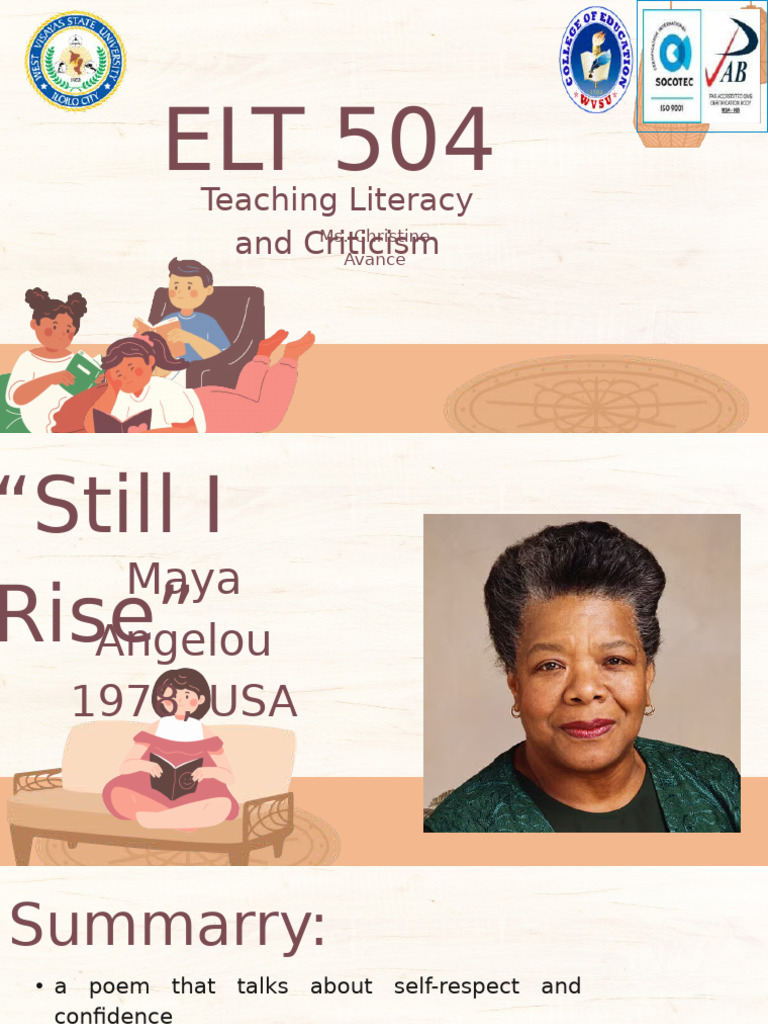 Analyzing Maya Angelou's "Still I Rise" | PDF | Poetry