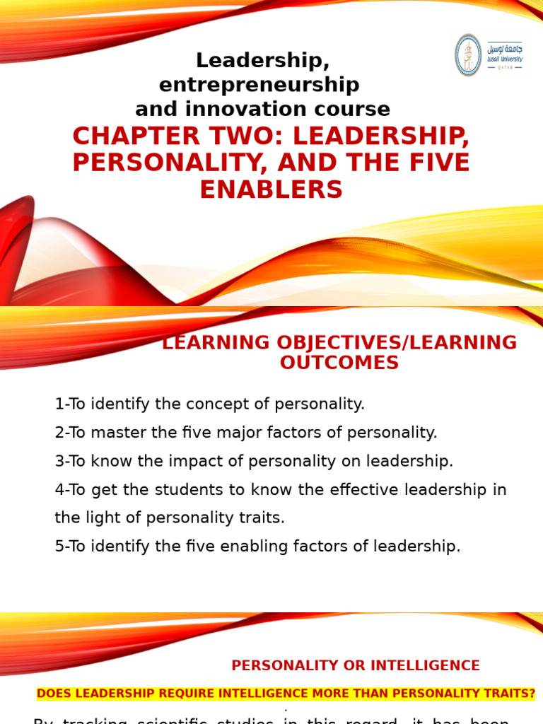 Chapter 2 Leadership and Personality | PDF | Leadership | Extraversion ...