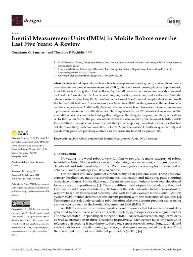 Designs 06 00017 | PDF | Inertial Navigation System | Measuring Instrument