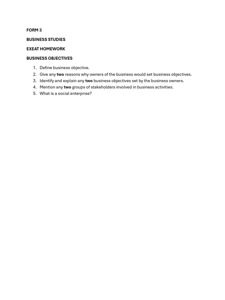 Business Objectives and Stakeholders Guide | PDF