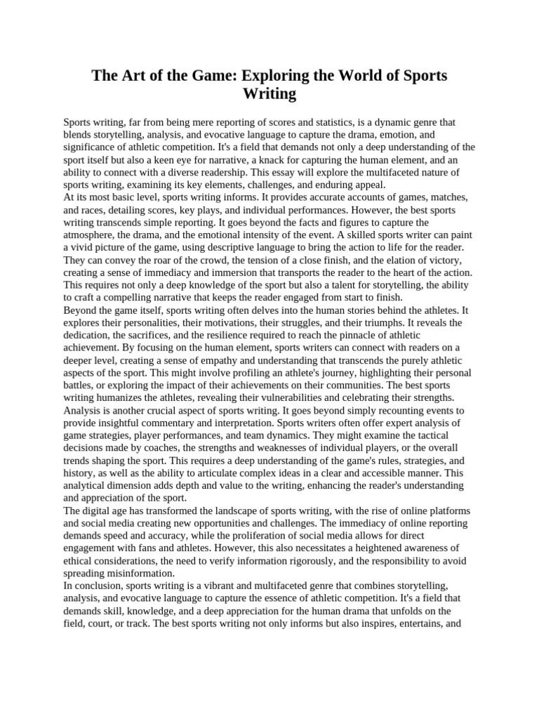 The Essence of Sports Writing Explained | PDF | Social Media | Popular ...