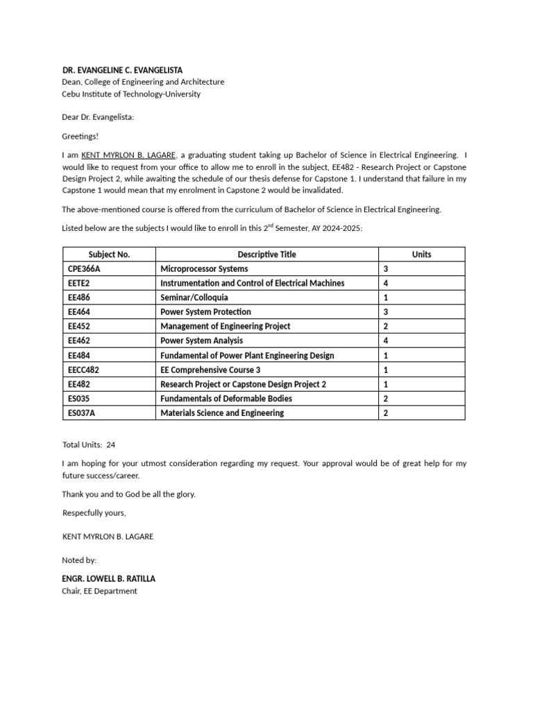 LAGARE - Request To Enroll Caps2 While Pending Grade in Caps1 | PDF