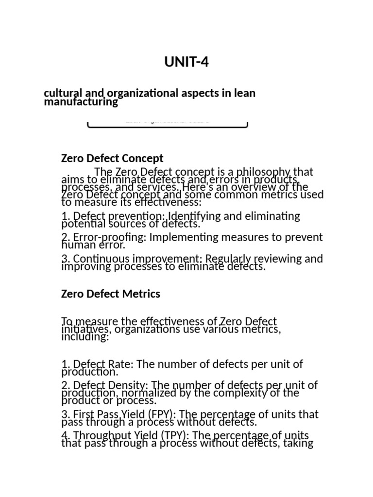 Zero Defect in Lean Manufacturing | PDF