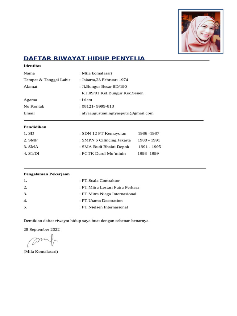 Penggabungan CV Mila Komalasari | PDF