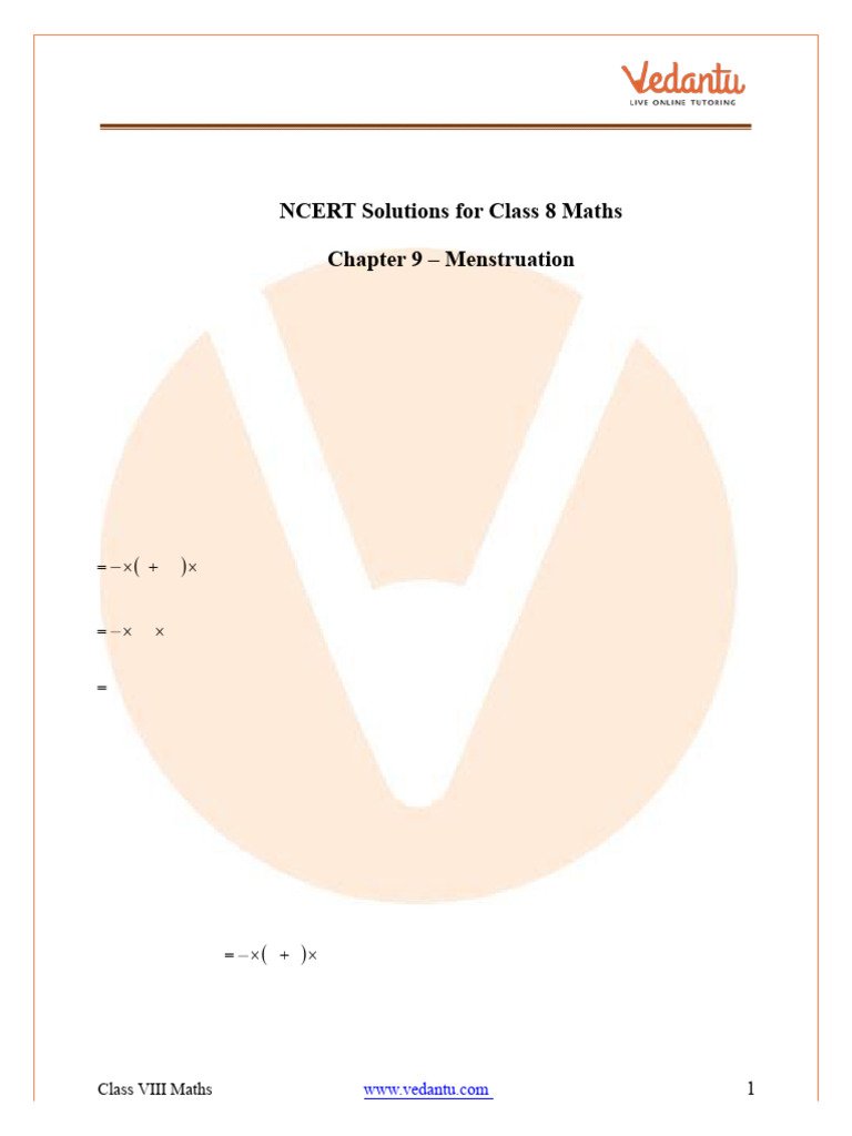 NCERT Solutions For Class 8 Maths Chapter 9 Mensuration Ex 9.1 - Free PDF Download | PDF | Area ...