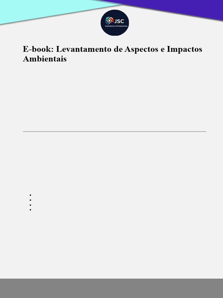 JSC - Ebook Levantamento de Aspectos e Impactos Ambientais | PDF | Desperdício | Ambiente natural