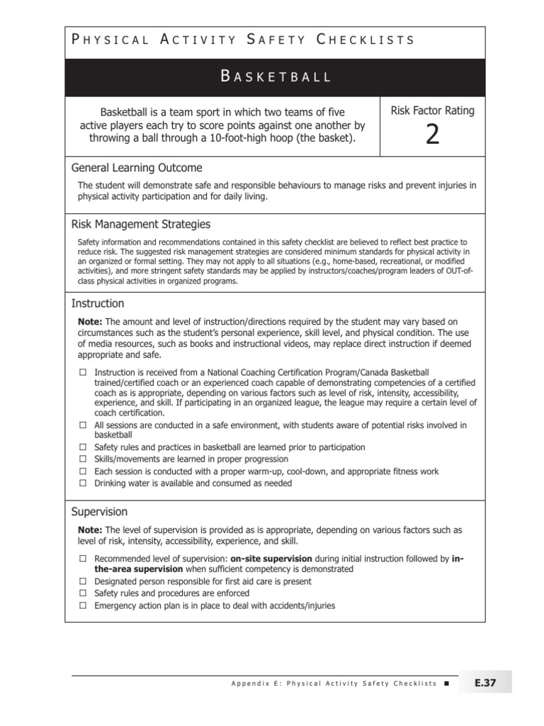 basketball | PDF | Risk | Safety