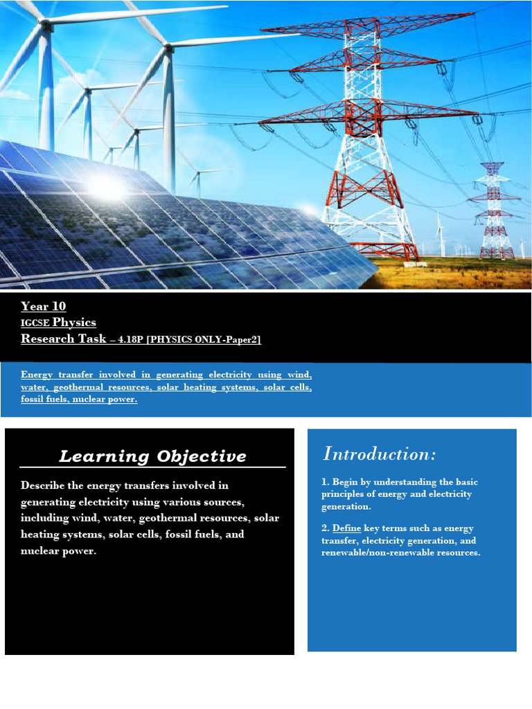 Energy Transfers in Electricity Generation | PDF | Energy Development | Electricity Generation