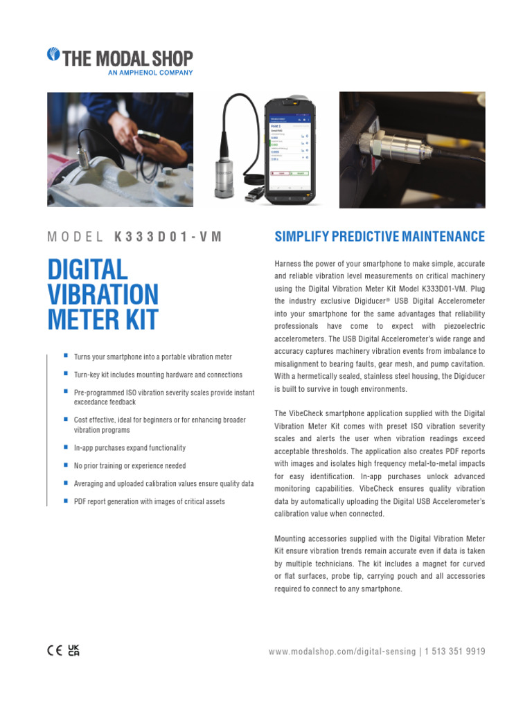 K333D01 VM Digital Vibration Meter Kit DS 0257 | PDF | Accelerometer ...