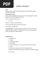 Spring Balance Experiment Setup Guide | PDF