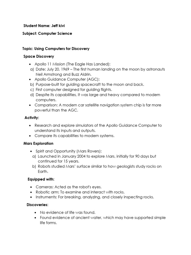comuters-for -discovery-notes | PDF | Apollo 11 | Seismology