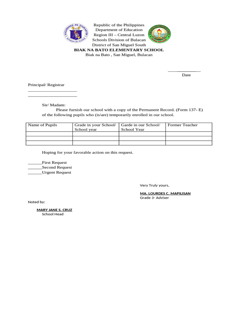 Letter of request form 137 | PDF