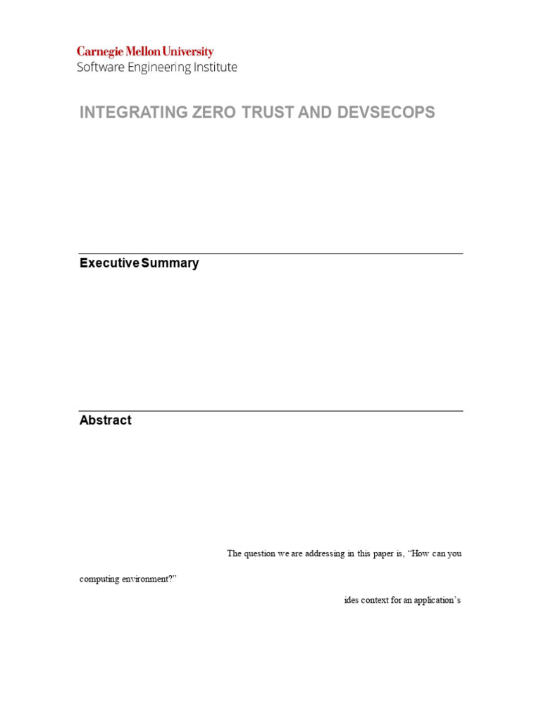 Integrating Zero Trust and Devsecops: Executive Summary | PDF | Security | Computer Security