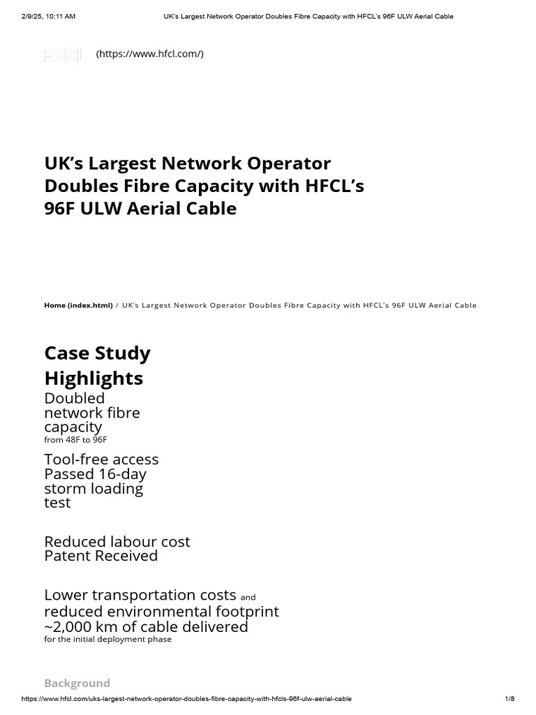 UK's Largest Network Operator Doubles Fibre Capacity With HFCL's 96F ...