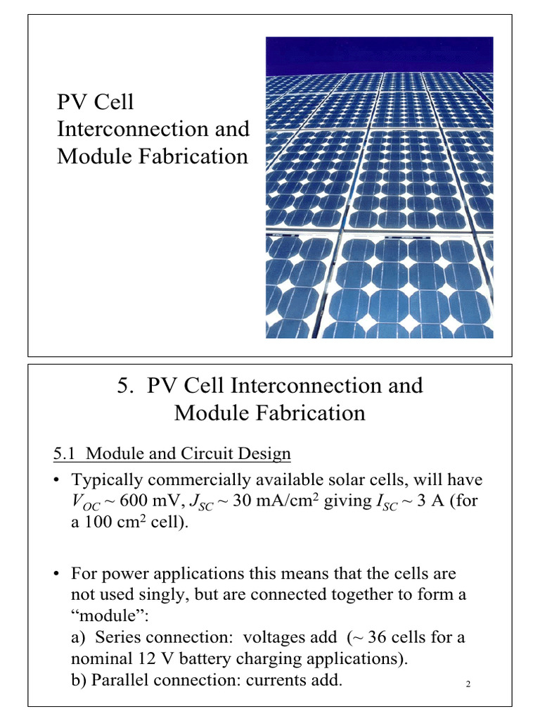 SOLA3540-9001_Lecture 9-10 PV Cell Interconnection & Module Fabrication ...