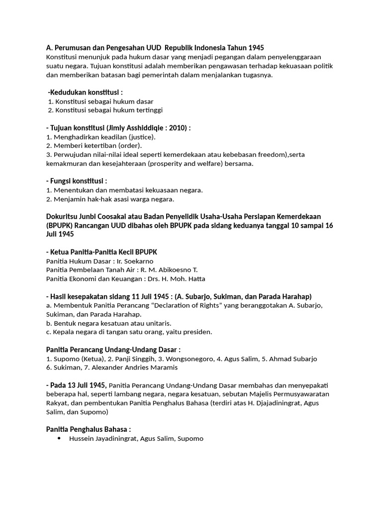 Sejarah Pengesahan UUD 1945 Indonesia | PDF