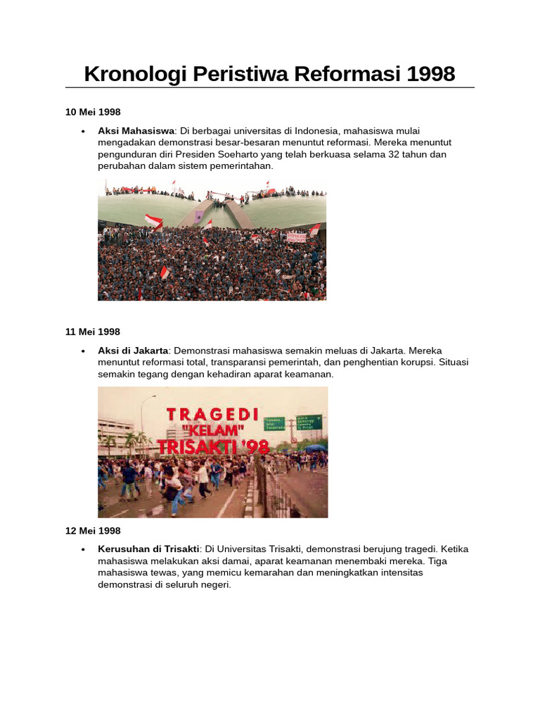 Kronologi Peristiwa Reformasi 1998 | PDF