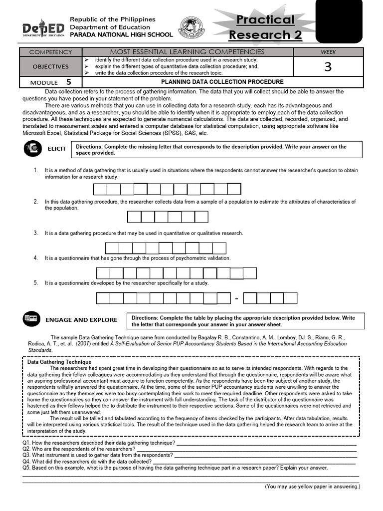 CS - RS12 IIa C 5 G12 WS Q2 PR2 Plan For Data Collection Procedure 1 | PDF | Survey Methodology ...