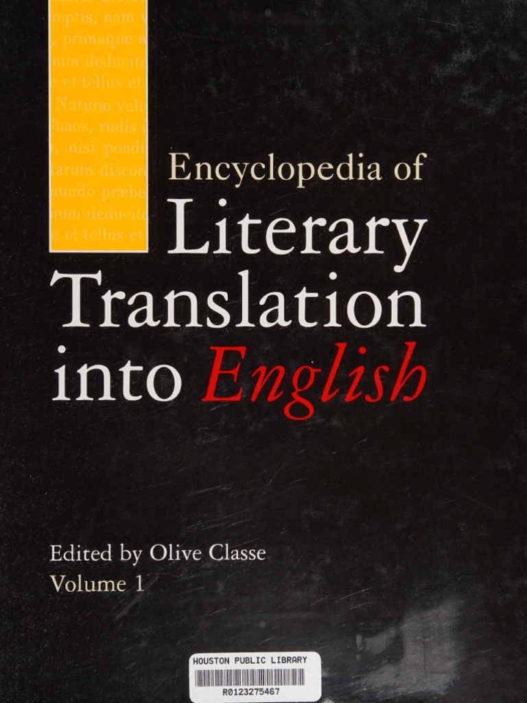 Encyclopedia of Literary Translation Into English, Volume 1 | PDF ...