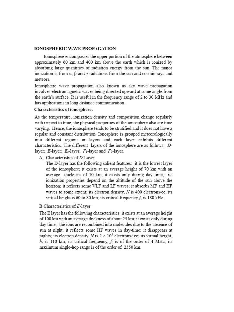 Ionospeheric Propagation | PDF | Ionosphere | Waves