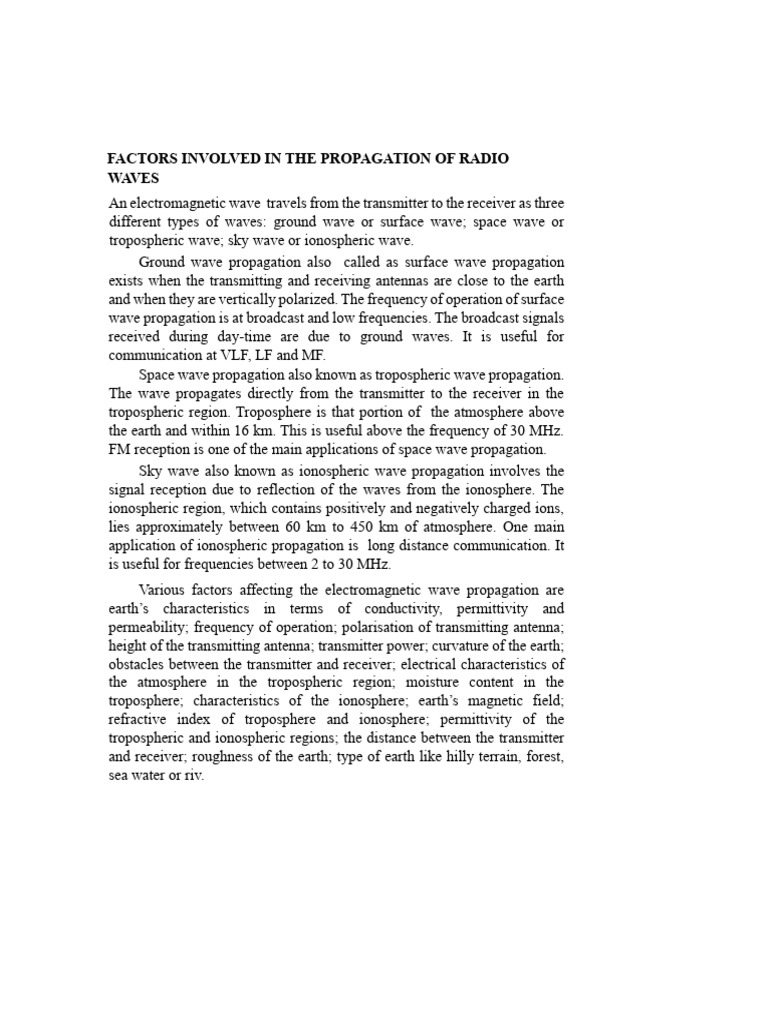 Ground Wave Propagation | PDF | Radio Propagation | Ionosphere