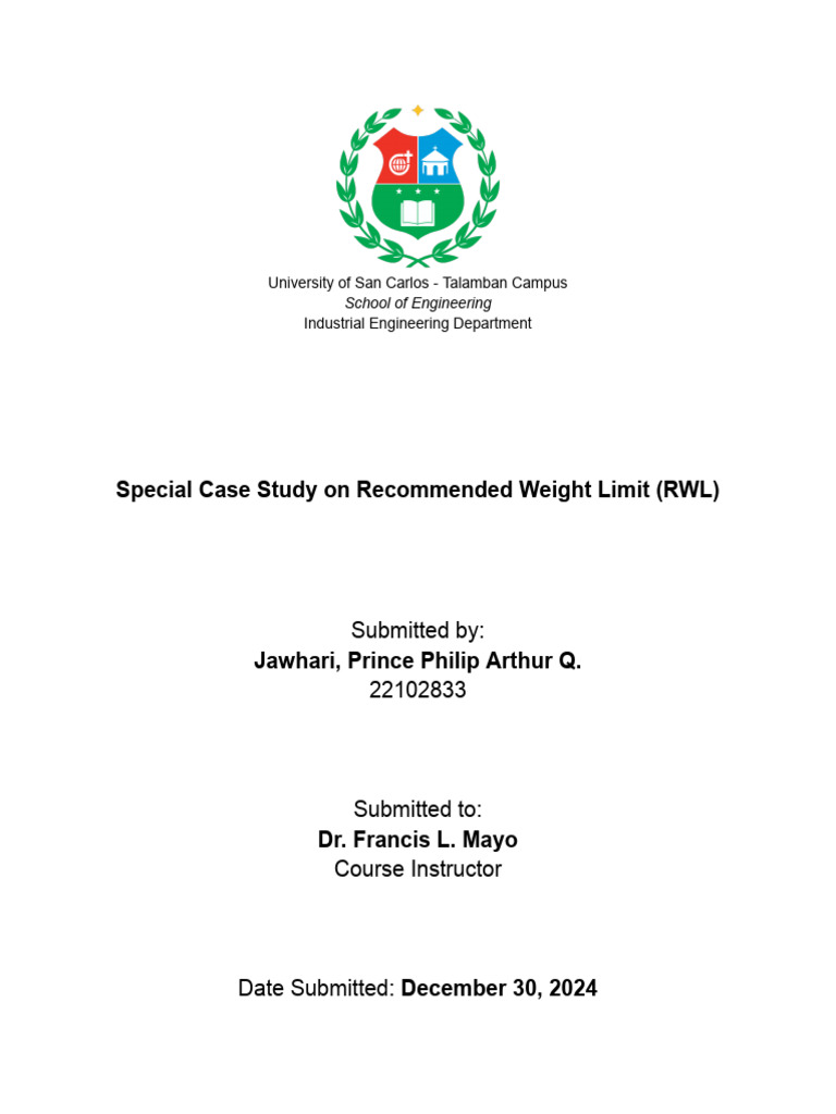 Special Case Study On Recommended Weight Limit (RWL) | PDF | Weight