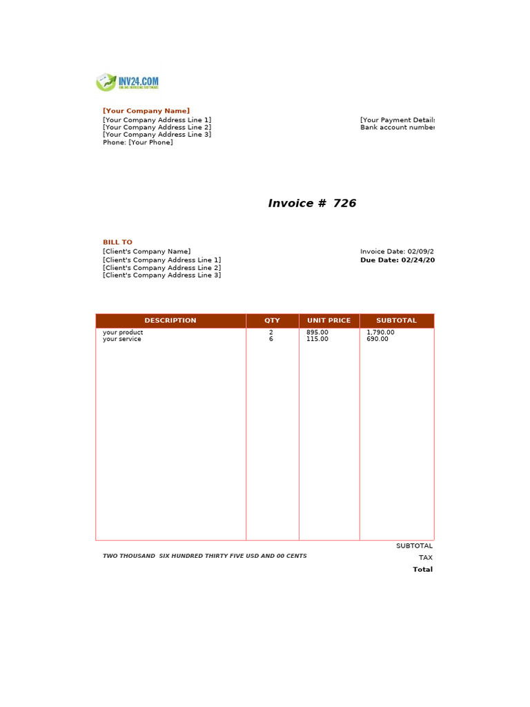 Blank Bill Template | PDF