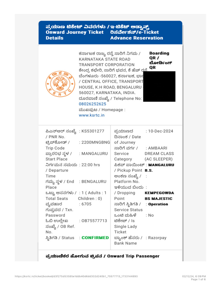 Karnataka State Road Transport Corporation - KSRTC 2 | PDF