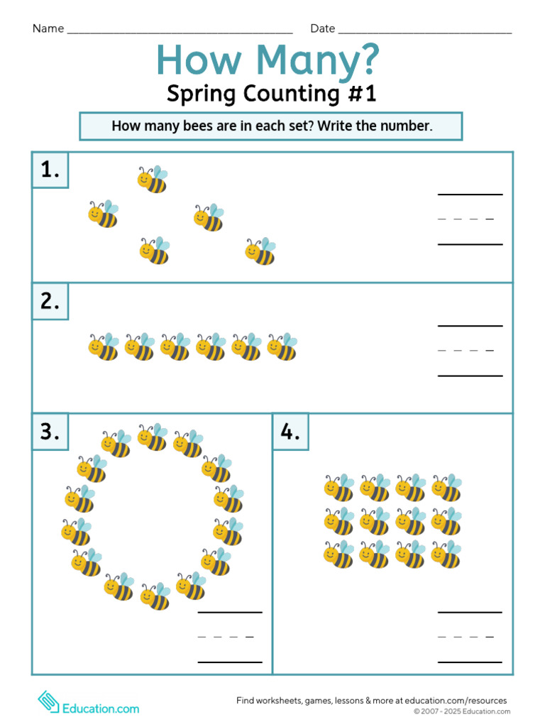 Spring Counting Worksheet #1 | PDF