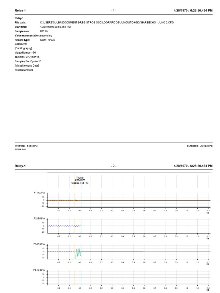 Oscillographic Data for Relay-1 Analysis | PDF | Telecommunications ...