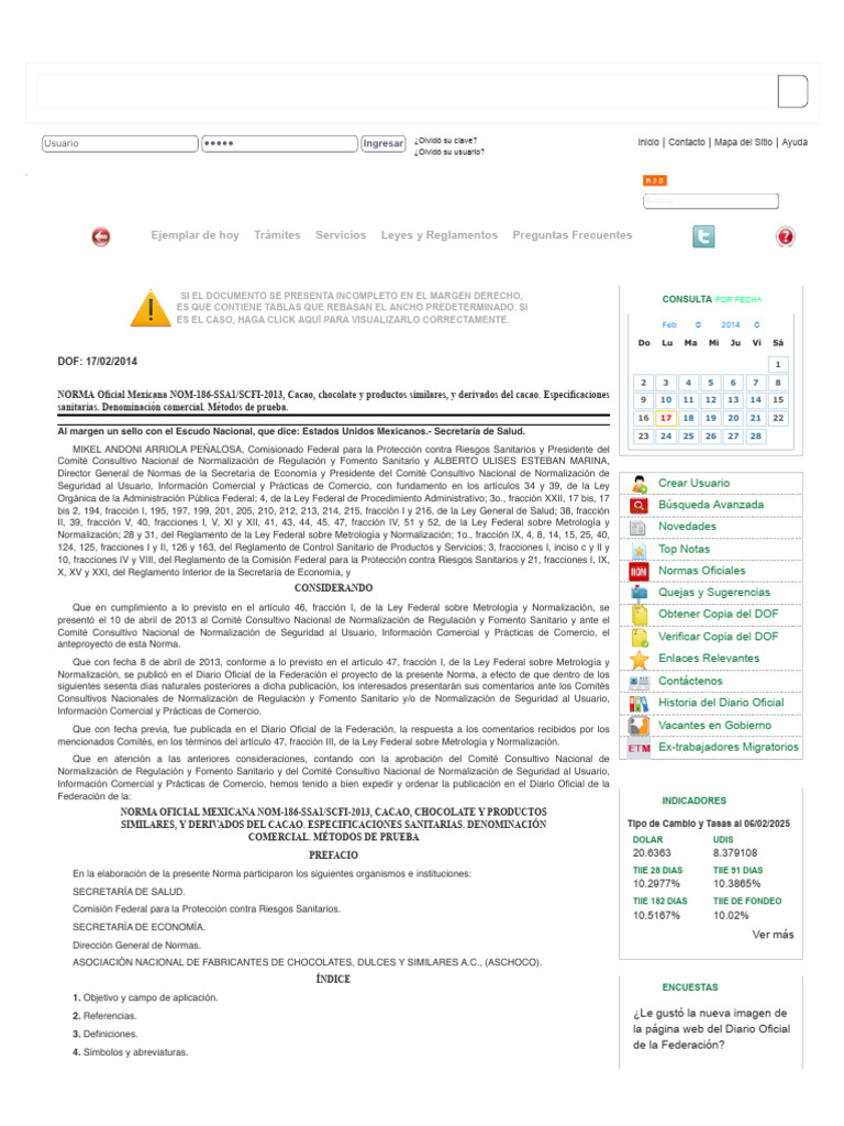 NOM 186 Chocolate | PDF | Chocolate | Alimentos