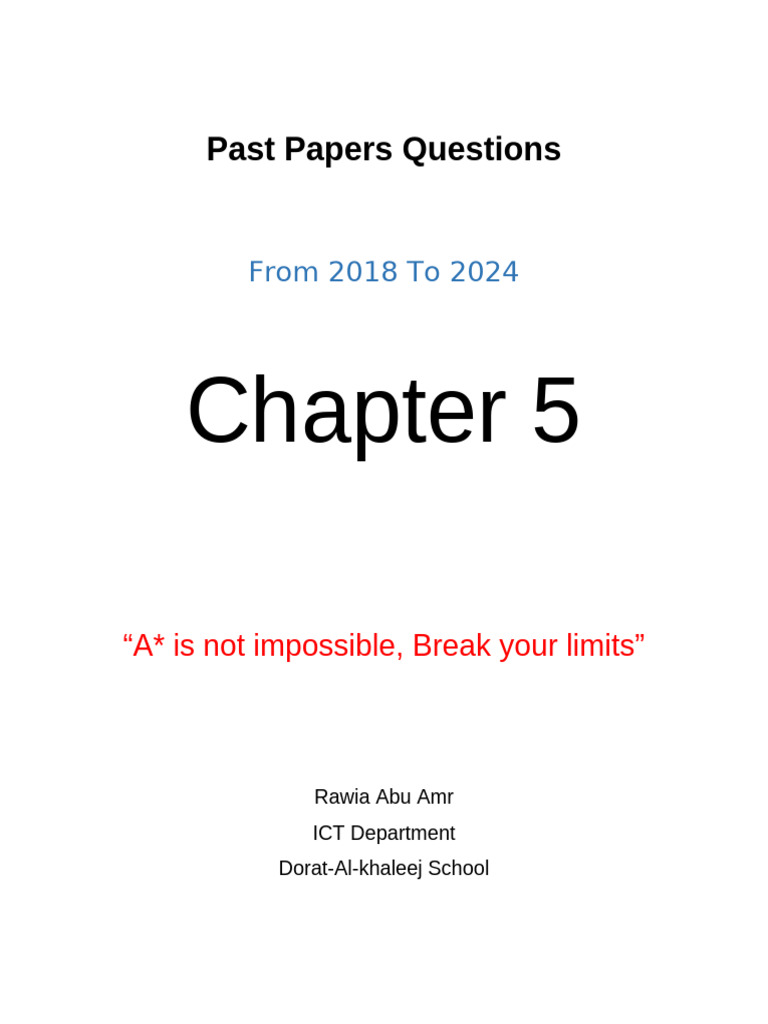 Chapter 5 (Past Papers Questions From 2018 To 2024) Answered | PDF | Computer Keyboard ...