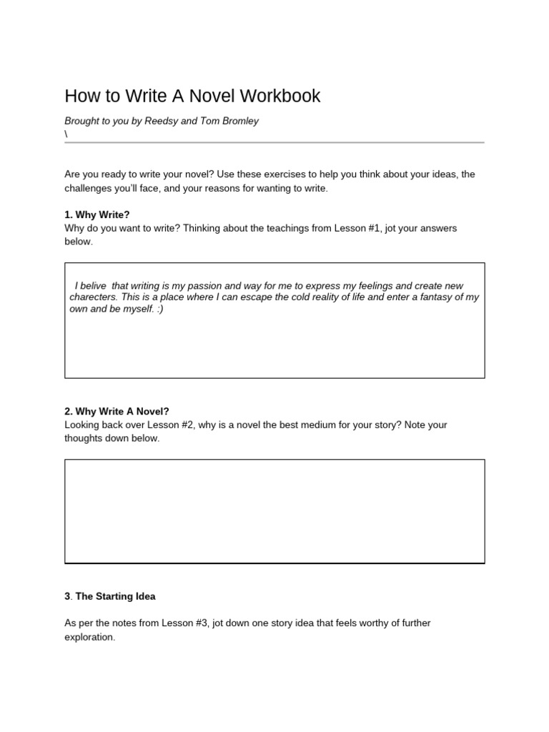 Novel 101 Worksheet Reedsy | PDF