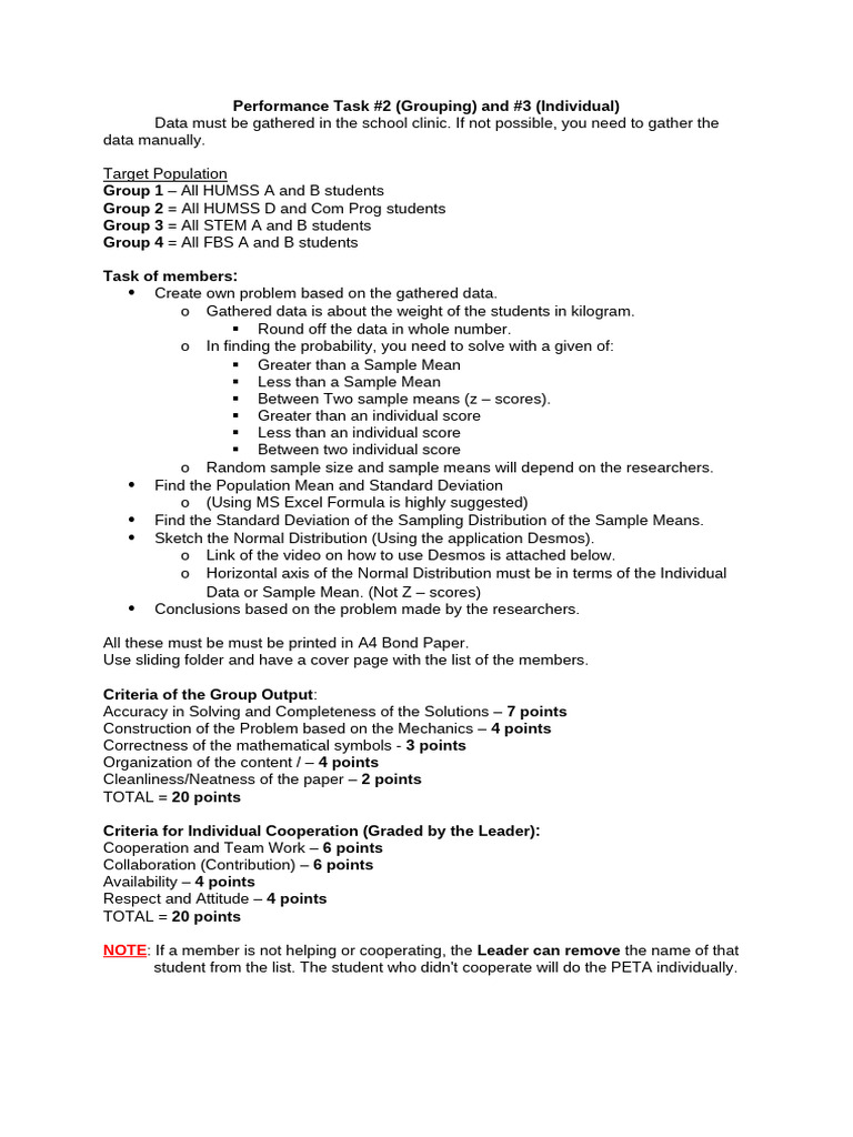 Performance Task 1 in Statistics and Probability 11 | PDF