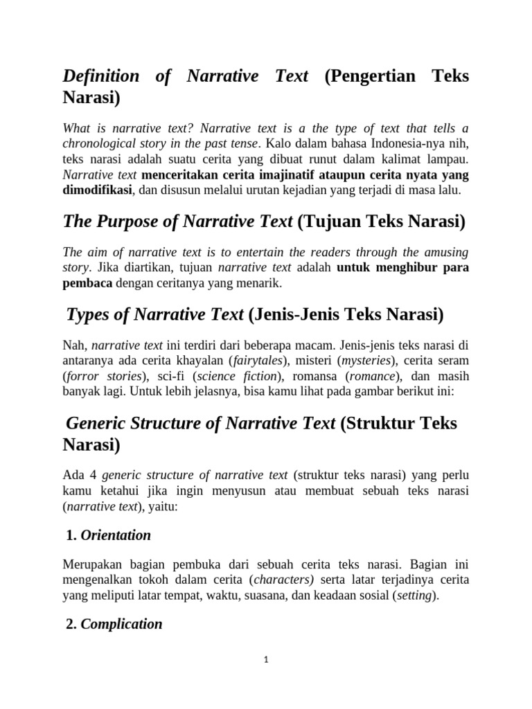 Definition of Narrative Text | PDF