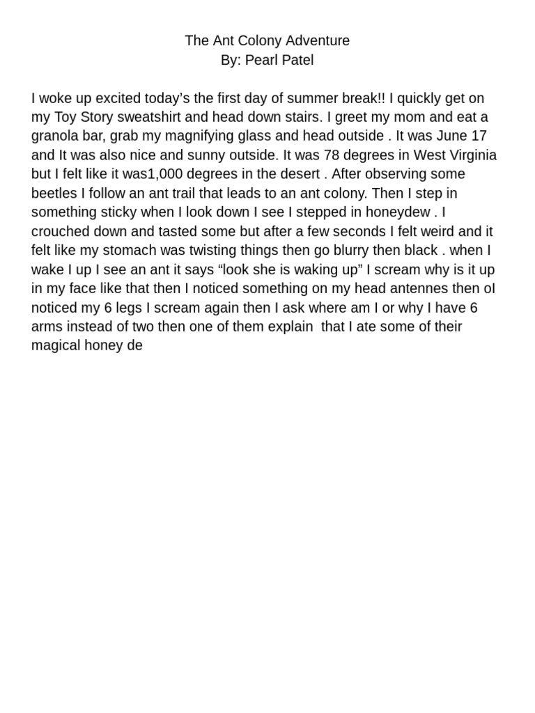 Ant Story Rough Draft - Schoology | PDF
