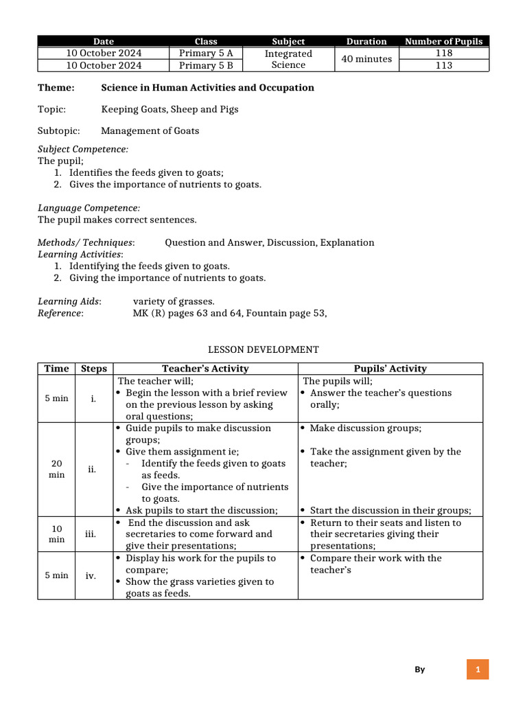 5_Management of Goats | PDF | Learning | Human Communication