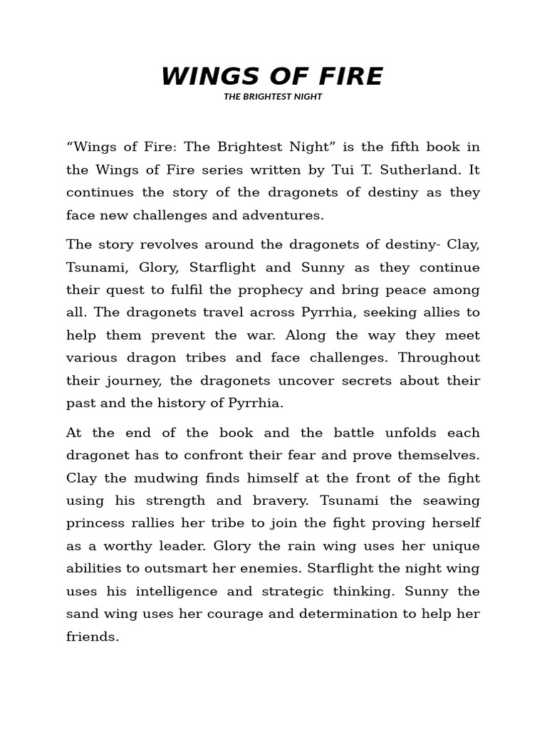 Wings of Fire: The Brightest Night Summary | PDF