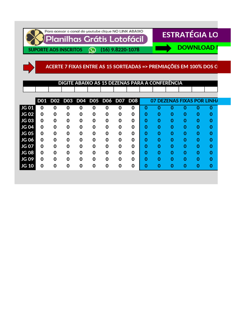 #002 - Fechamento Planilhas Grátis Lotofácil & Matemática Du Zazá ...
