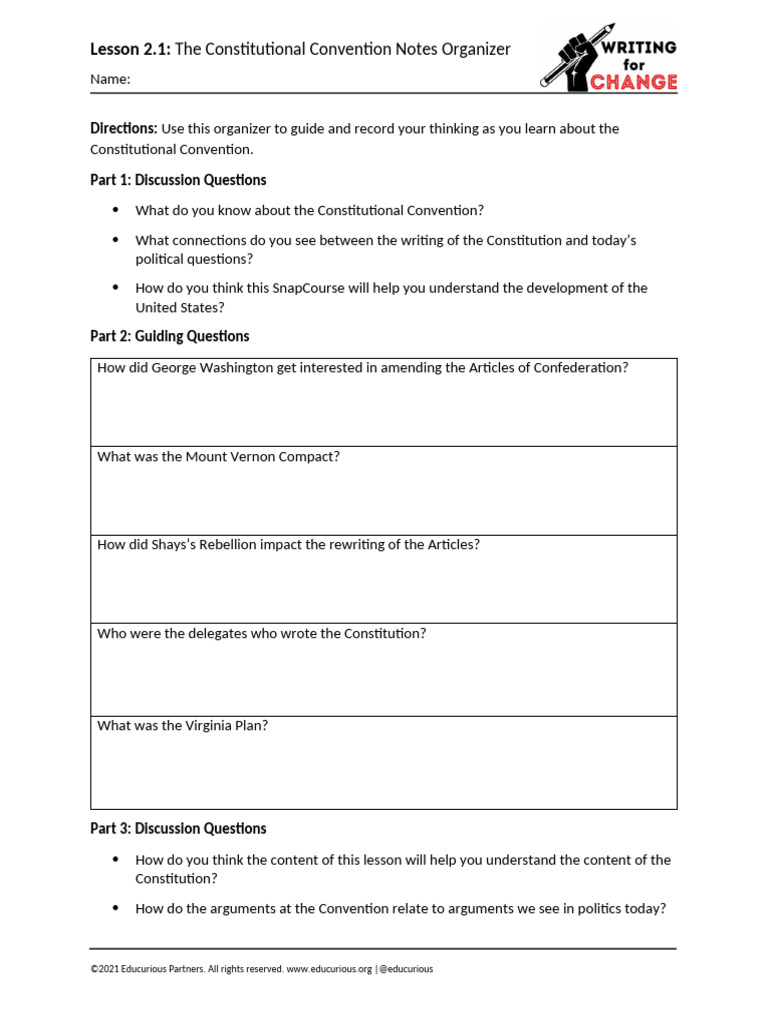Constitutional Convention Notes Organizer | PDF