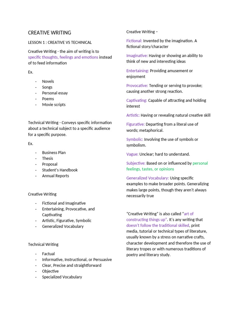 CREATIVE WRITING | PDF | Senses | Perception