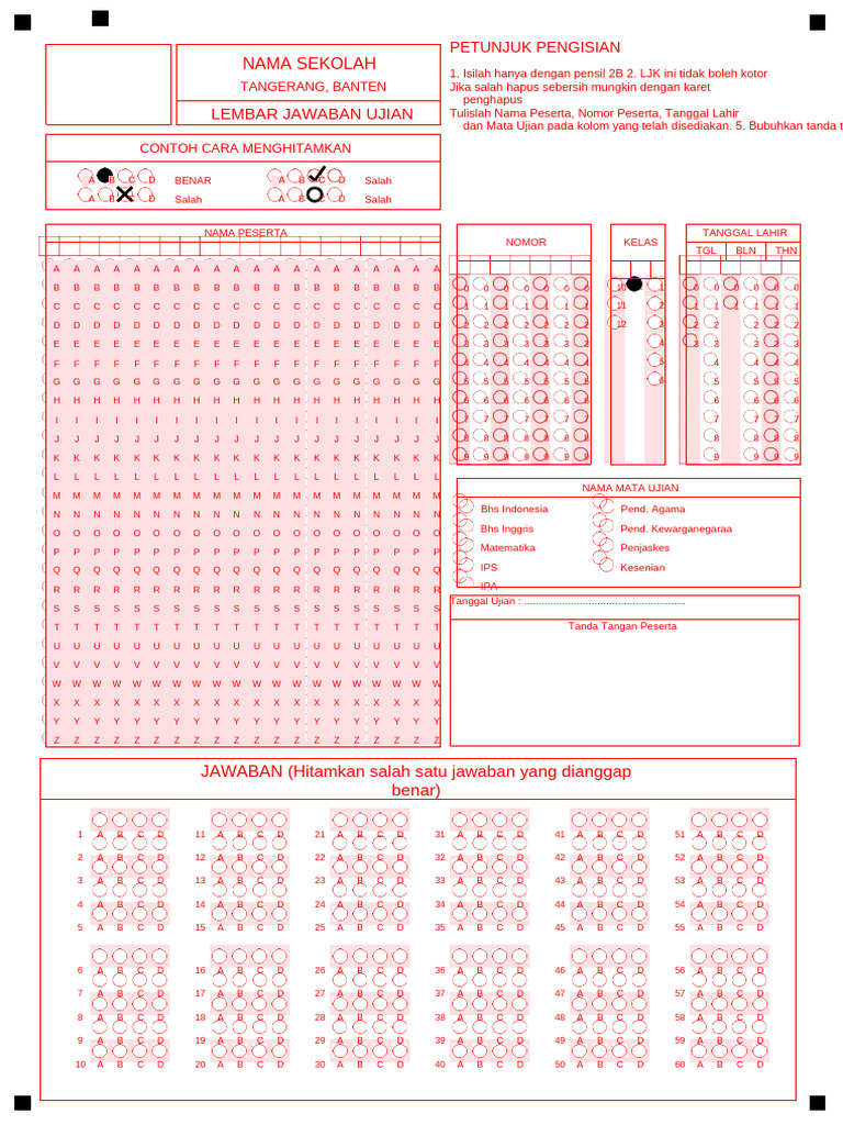 Contoh_LJK_UJIAN_TRYOUT (1) | PDF