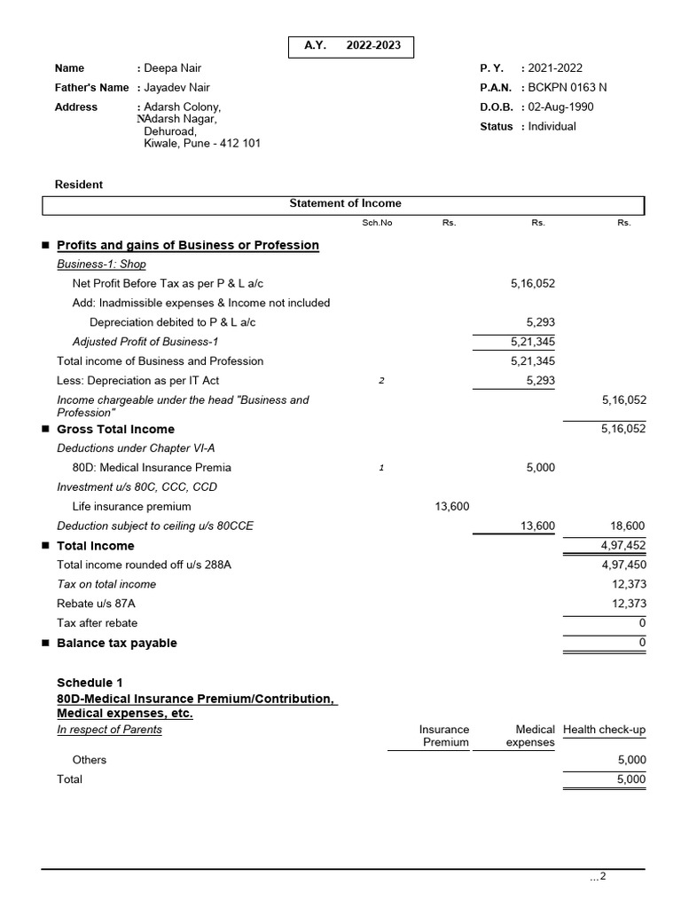 cs | PDF | Income Statement | Tax Deduction