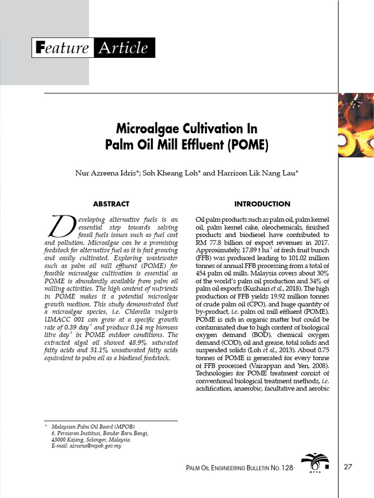 Microalgae Cultivation in POME | PDF | Biofuel | Algae Fuel